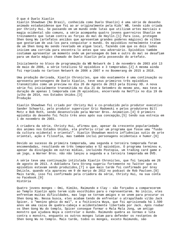 O Que É Duelo Xiaolin | PDF