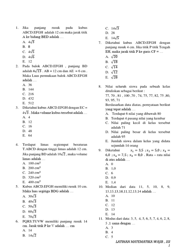 Latihan Soal Pas Ganjil 12 | PDF