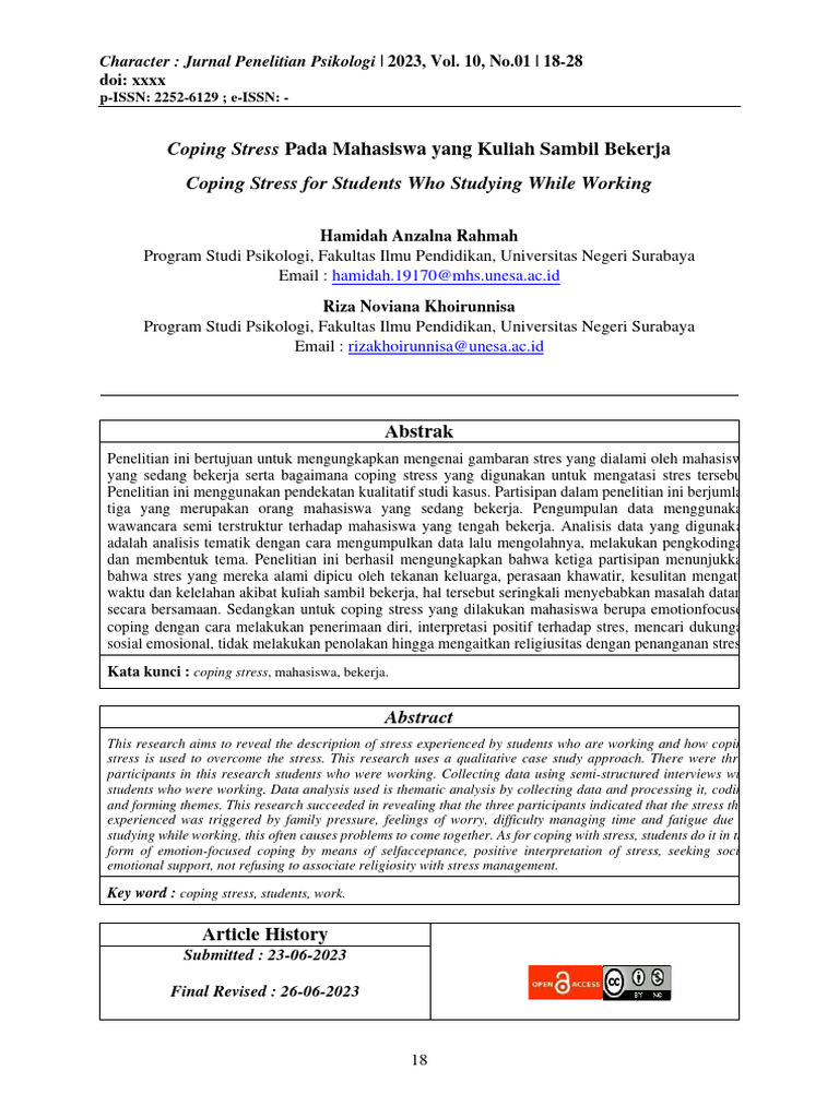 Jurnal Stress Coping | PDF | Pengembangan Diri