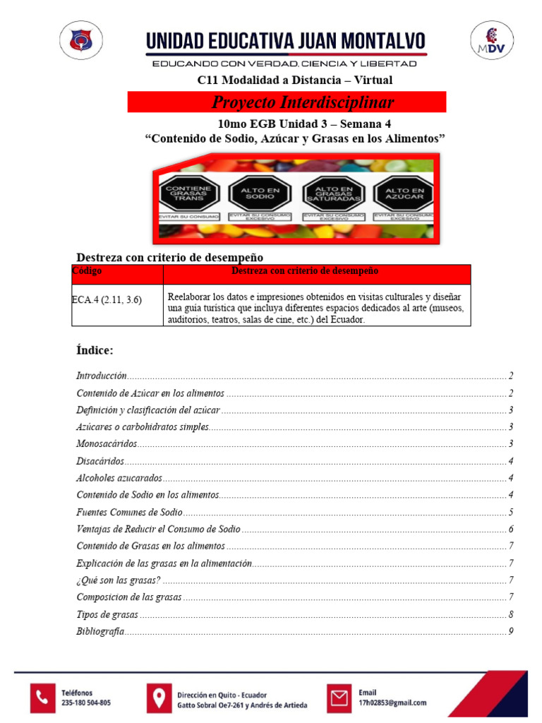 Guía de Aprendizaje Proyecto Interdisciplinar 10mo EGB - U3 S4 | PDF | Salud y bienestar ...