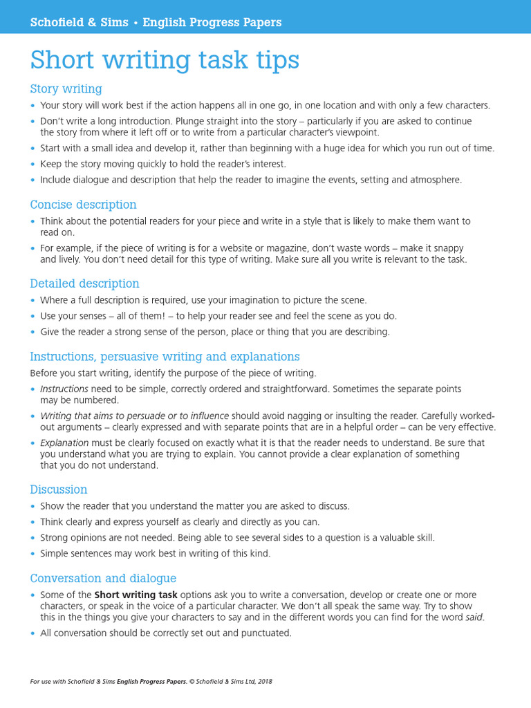English Short Writing Task Tips | PDF | Cognition | Cognitive Science