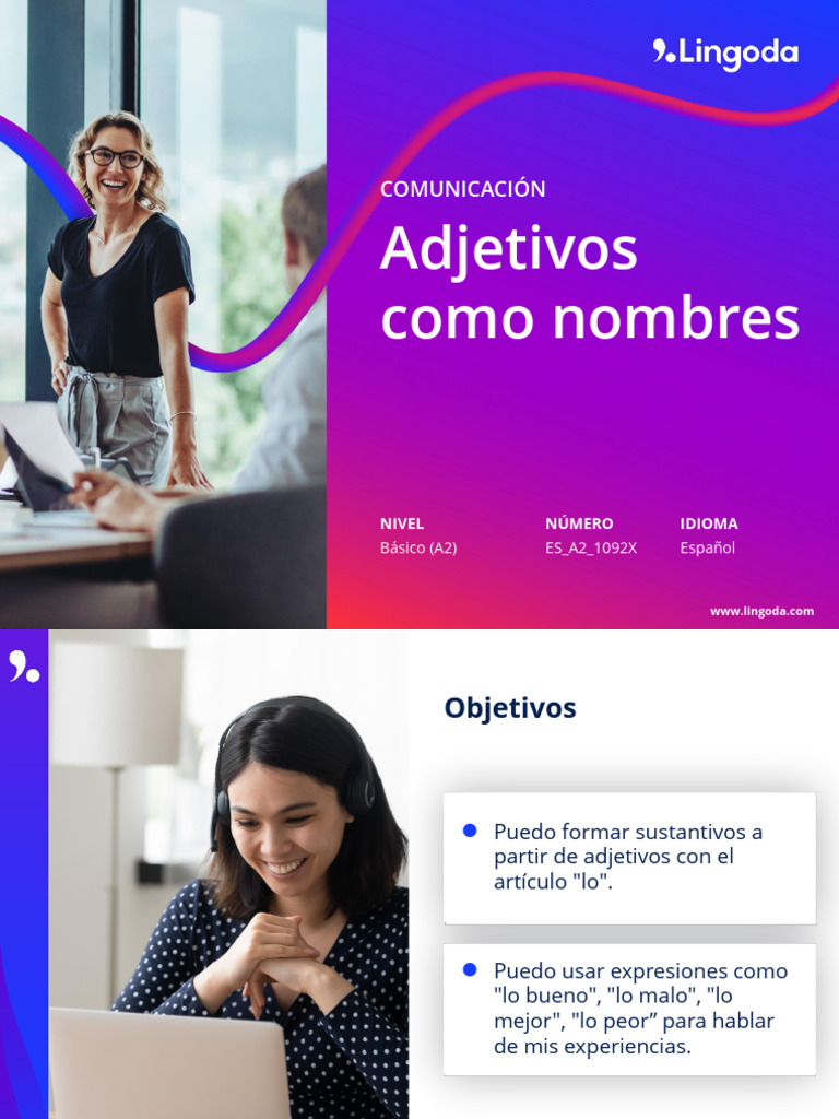 A2!1!034 Lingoda Spanish Adjectives As Nouns | PDF | Adjetivo | Verbo
