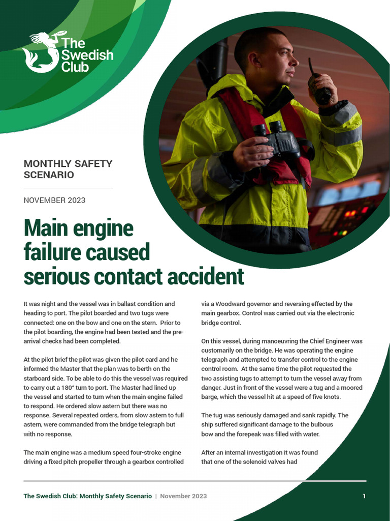 The Swedish Club Main Engine Failure Caused Serious Contact Accident ...