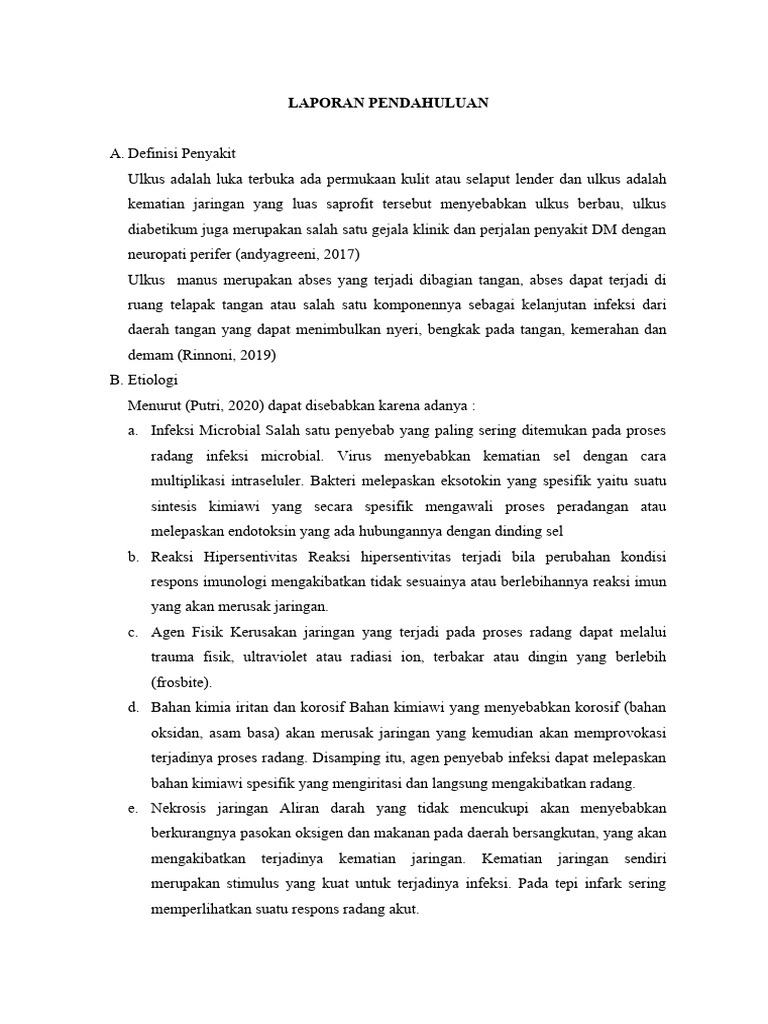 LAPORAN PENDAHULUAN Ulkus Manus | PDF