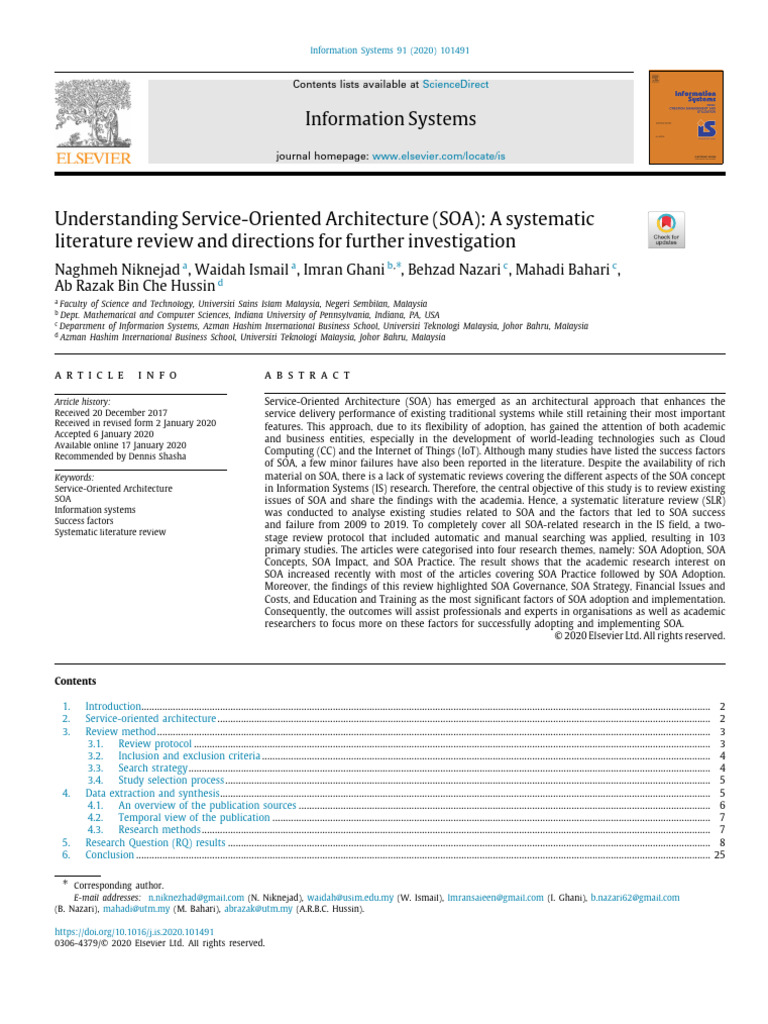 Understanding Service Oriented Architecture Soa A Systematic