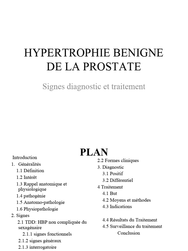 Hypertrophie Benigne de La Prostate: Signes Diagnostic Et Traitement | PDF
