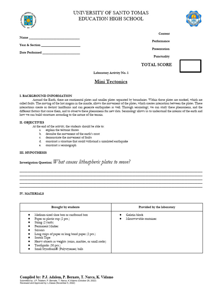 GRADE 8 USTEHS Science Laboratory Activity 1 - 2nd Q 22-23 | PDF ...