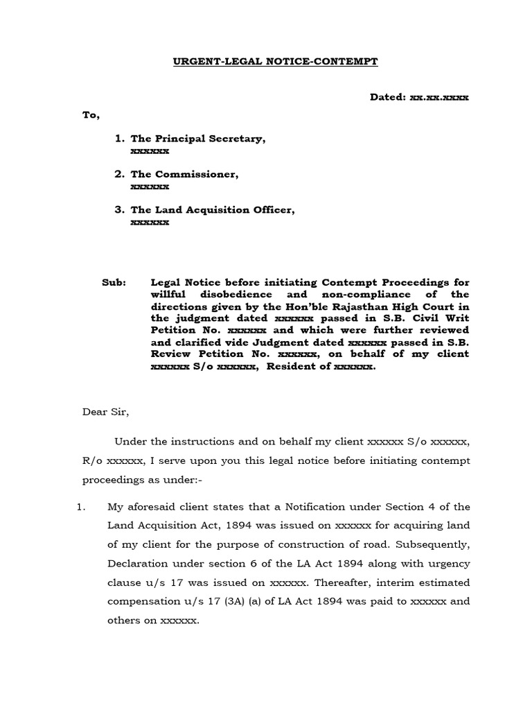 Legal Notice Contempt | PDF