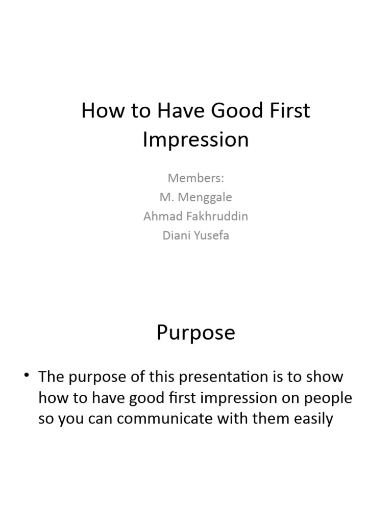 How To Have Good First Impression | PDF | Career & Growth | Self ...