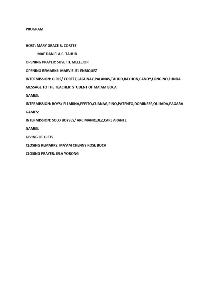 Program of Christmas Party | PDF