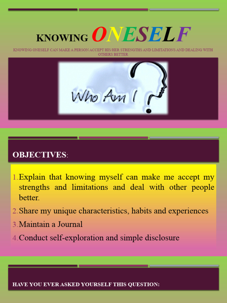 Week 1 Knowing Oneself | PDF | Self-Improvement | Science & Mathematics