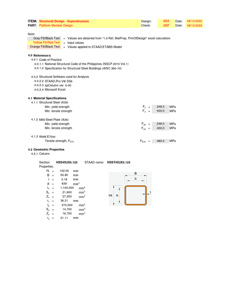 4.0 Steel Platform Member Design - Platform | PDF