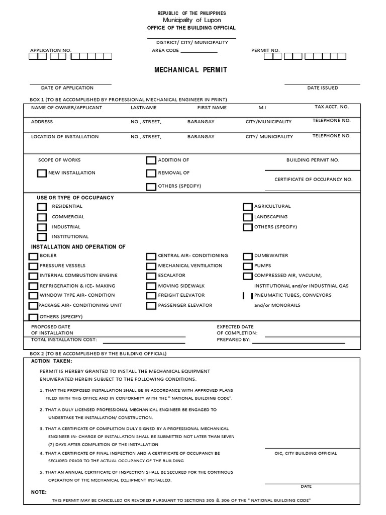 Mechanical Permit | PDF | Elevator | Manufactured Goods