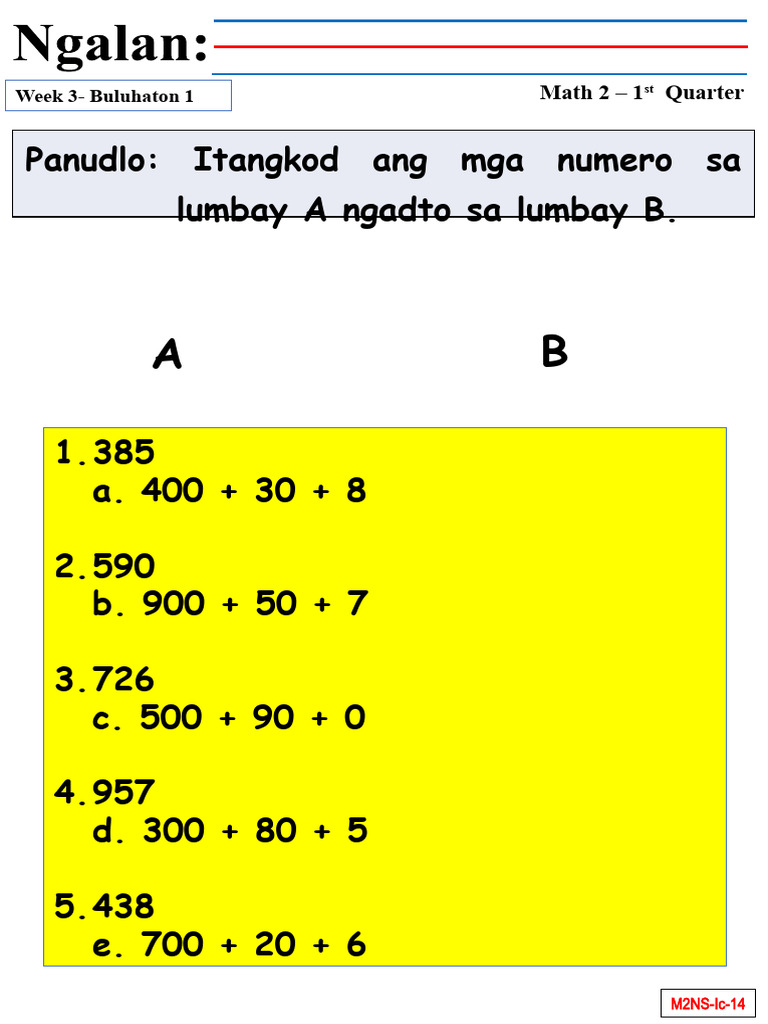 MATH2 Worksheets Q1 W3 | PDF