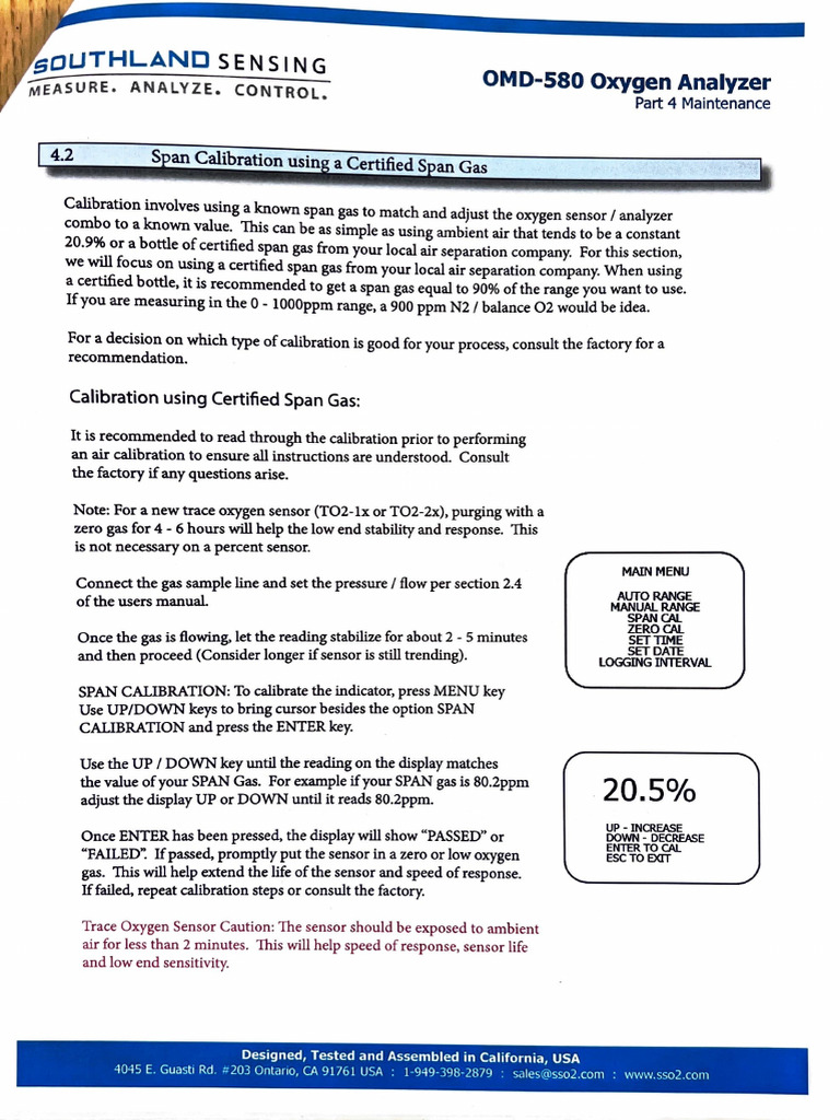 Manual OMD 580 Trace O2 PPM | PDF