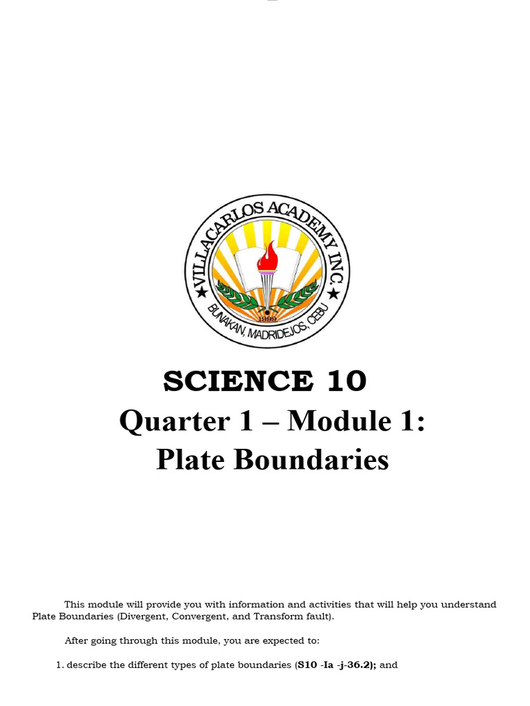 Module in Science 10 Plate Boundaries | PDF | Plate Tectonics | Earth ...