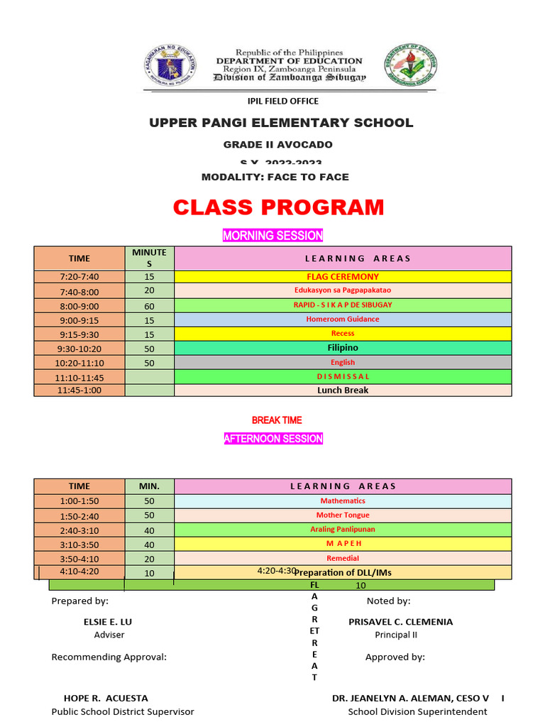 SAMPLE CLASS PROGRAM - g2 | PDF