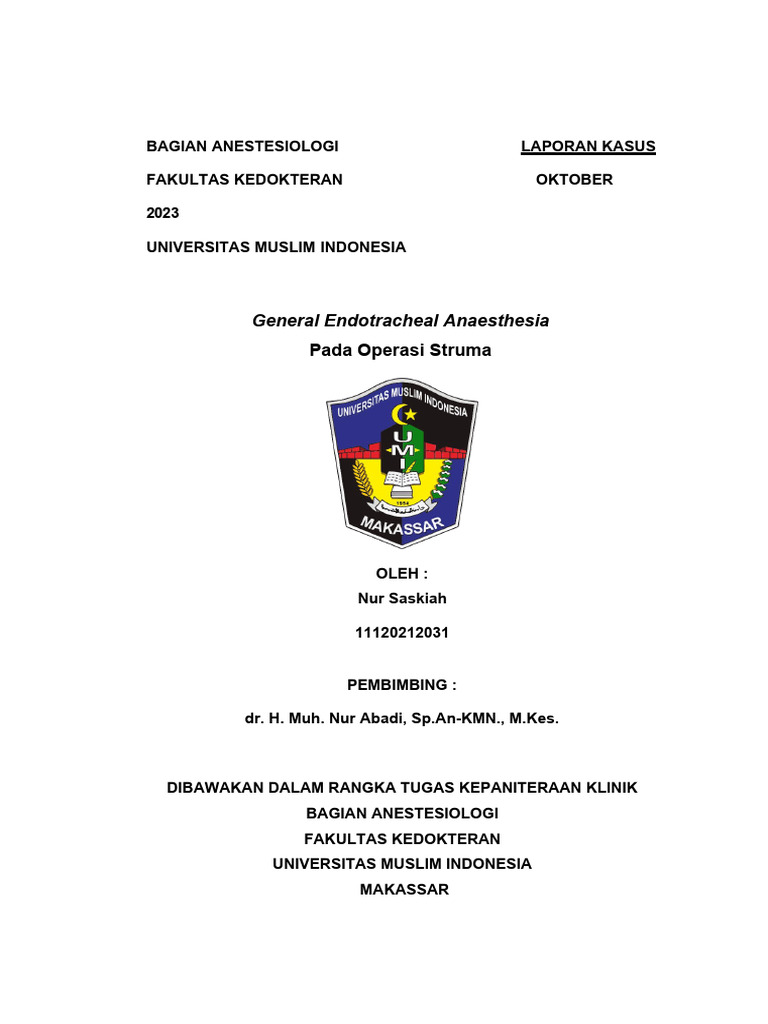 Laporan Kasus Anestesi | PDF