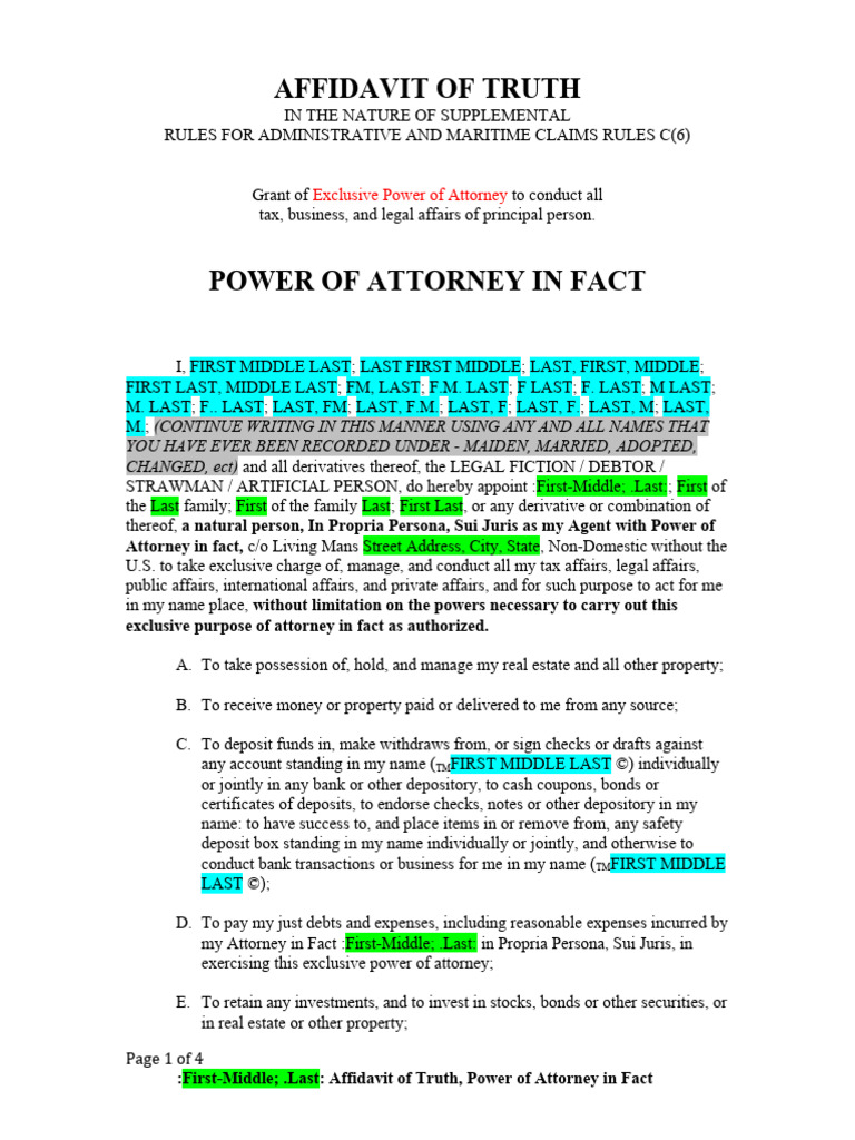 Power of Attorney in Fact | PDF | Securities (Finance) | Power Of Attorney