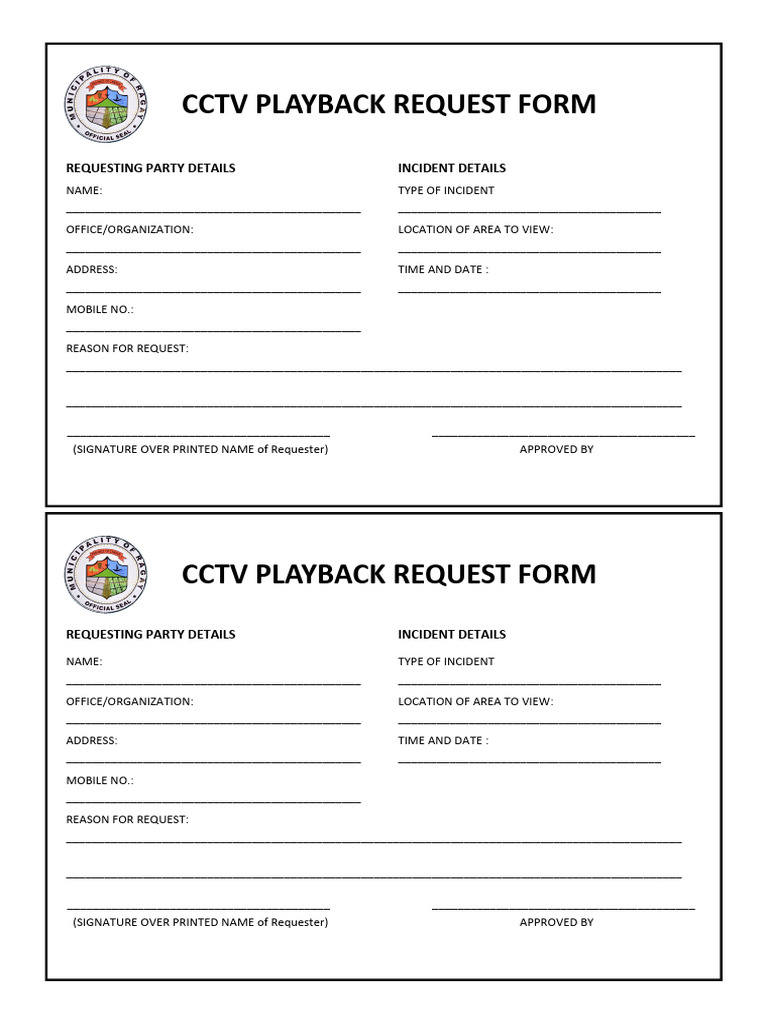 CCTV Form | PDF CCTV Form | PDF