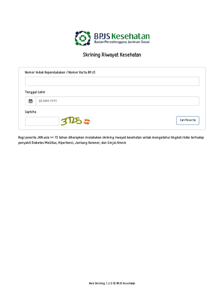 Web Skrining BPJS Kesehatan | PDF