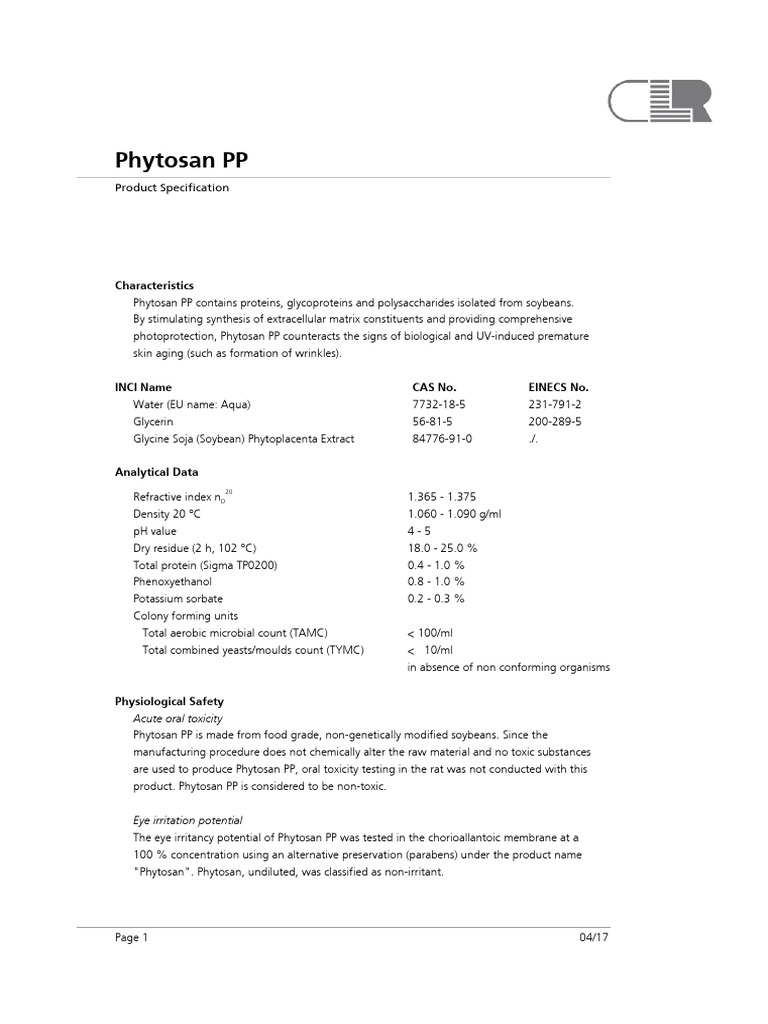Phytosan PP: Anti-Aging Skin Care Solution | PDF | Chemistry | Biochemistry