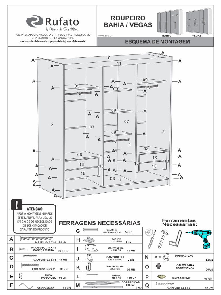 Esquema de Montagem Guarda Roupa Bahia-Vegas | PDF