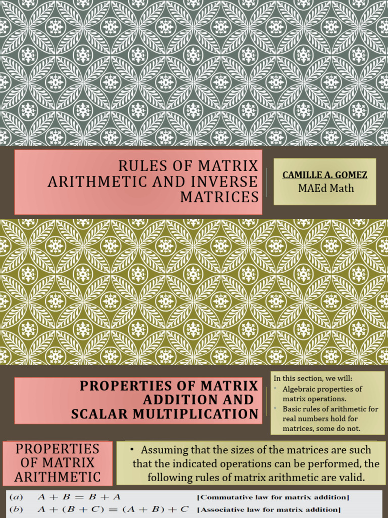 Camille Gomez-Linear Algebra (Matrices) | PDF | Matrix (Mathematics) | Functions And Mappings