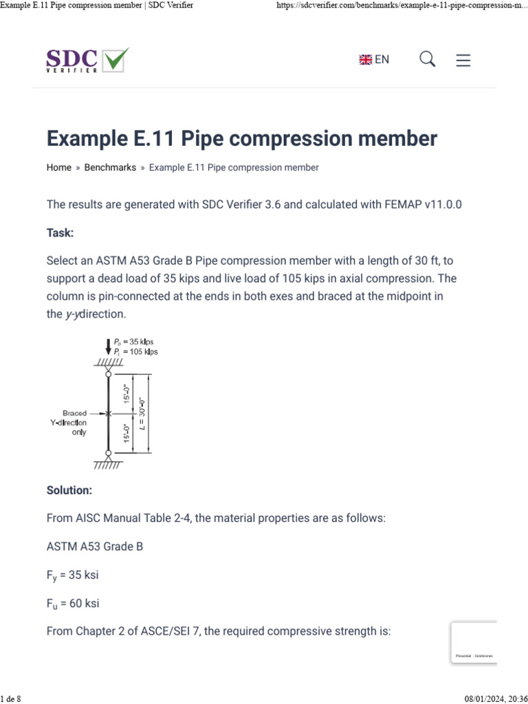 Example E.11 Pipe Compression Design | PDF | Buckling | Structural ...