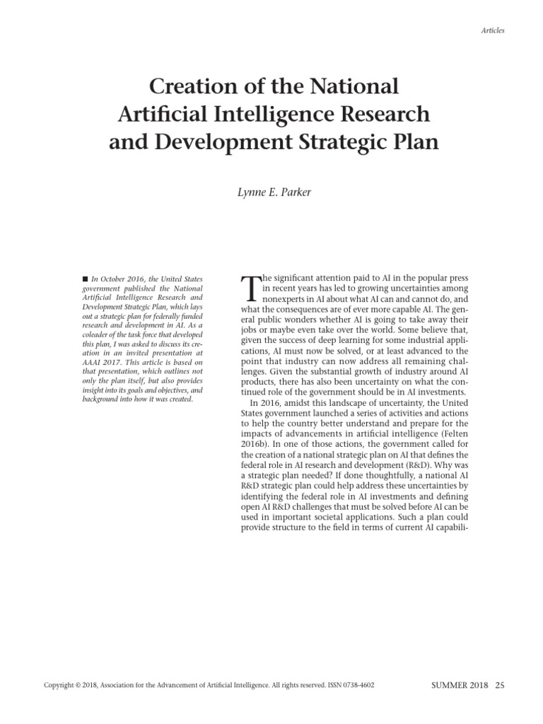 AI Magazine - 2018 - Parker - Creation of The National Artificial ...