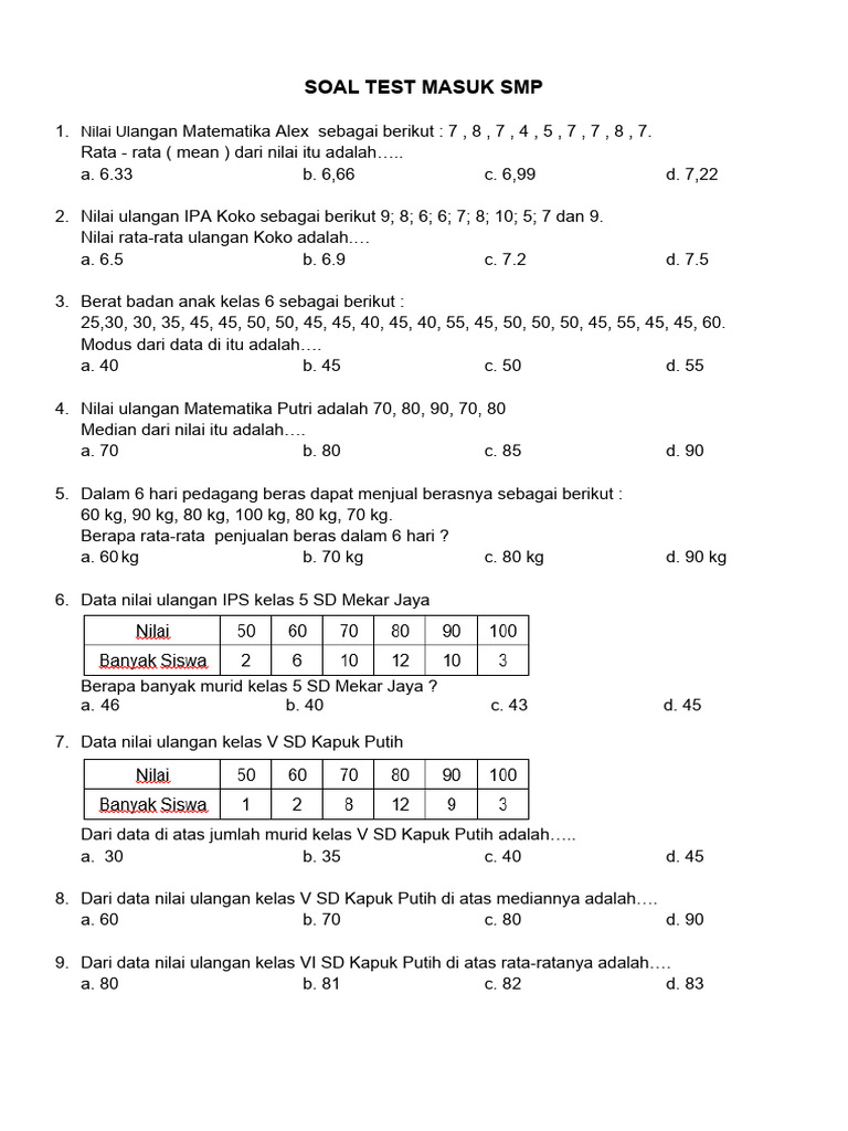 Soal Test Masuk SMP.4 | PDF