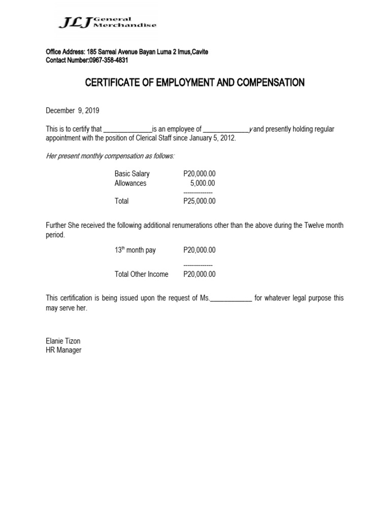 COE With Compensation | PDF