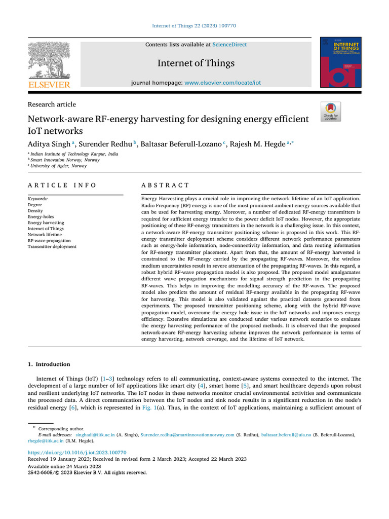 Network-Aware RF-energy Harvesting For Designing Energy Efficient | PDF | Internet Of Things ...