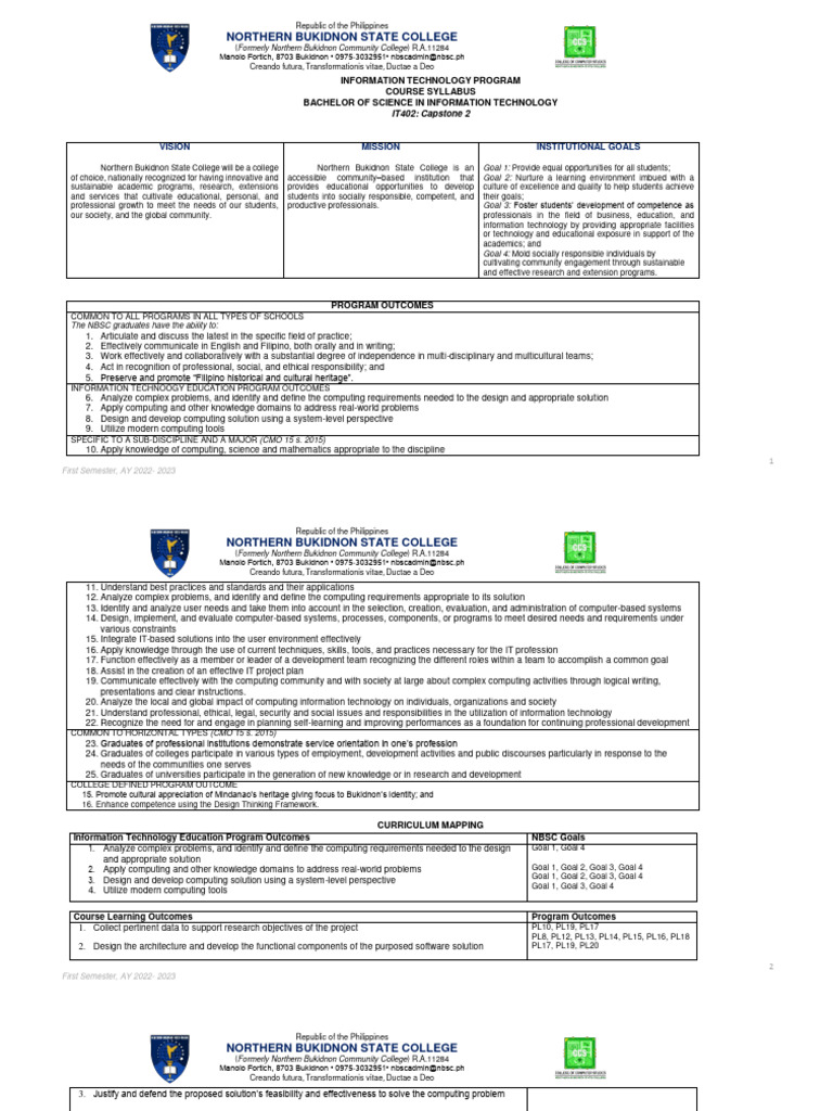 IT41 Capstone 2 Syllabi | PDF | Computing | Information Technology