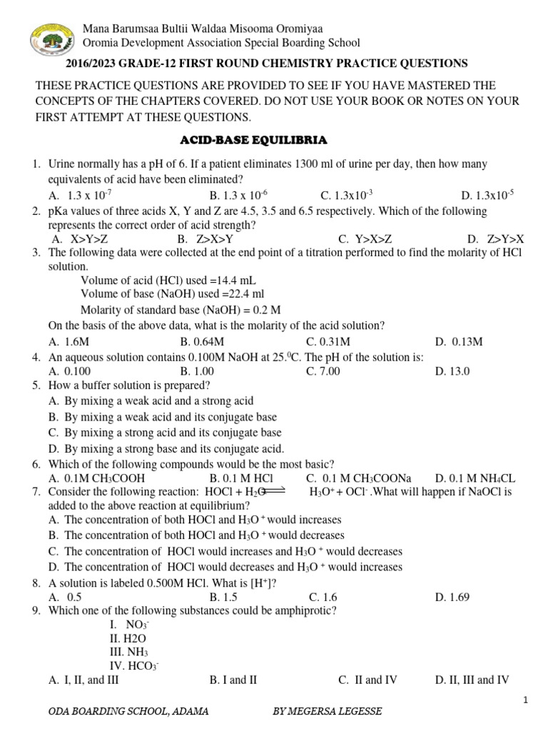Grade 12 Chemistry Practice | PDF | Redox | Anode