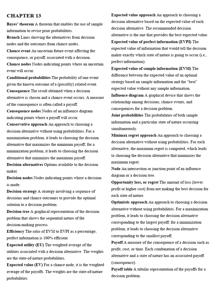 CHAPTER 13-15 Management Science Glossary | PDF