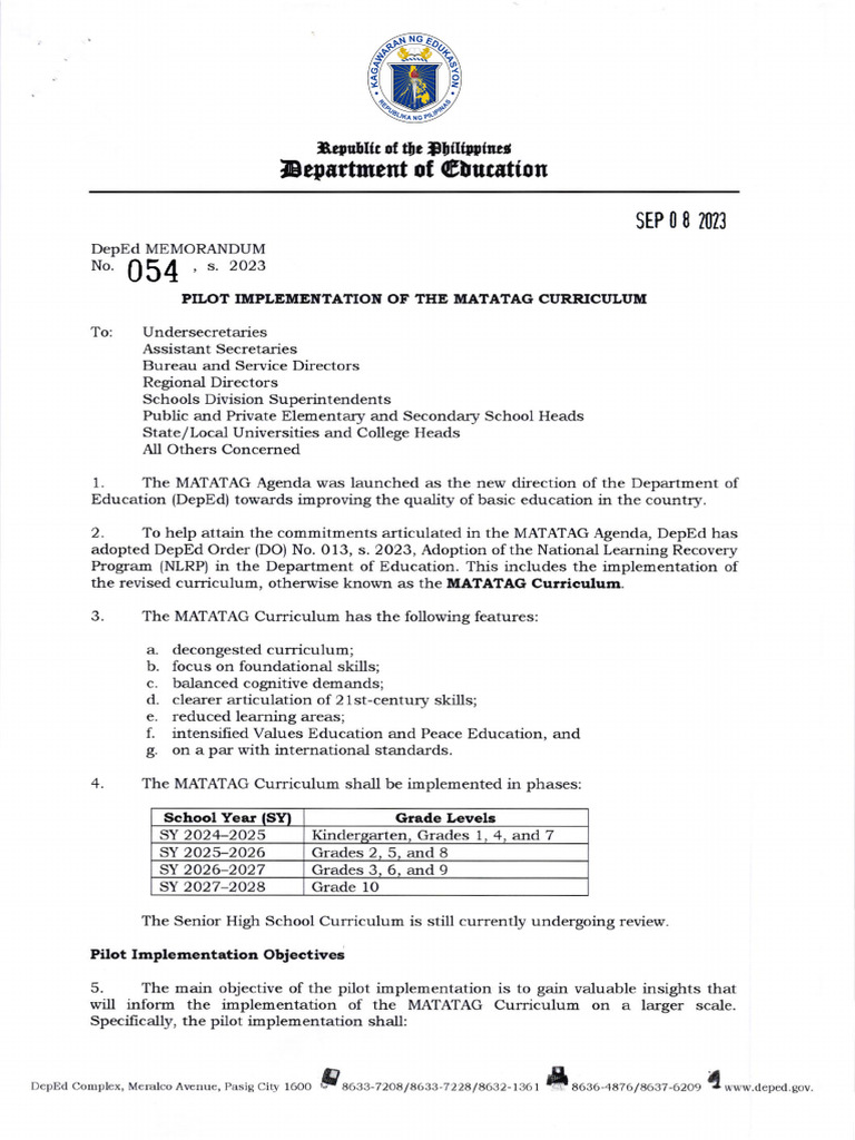 Pilot Implementation of The MATAG Curriculum 1 | PDF | Curriculum ...