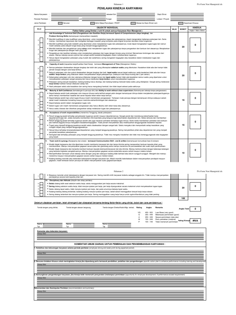 PA-Form Non Manajerial | PDF