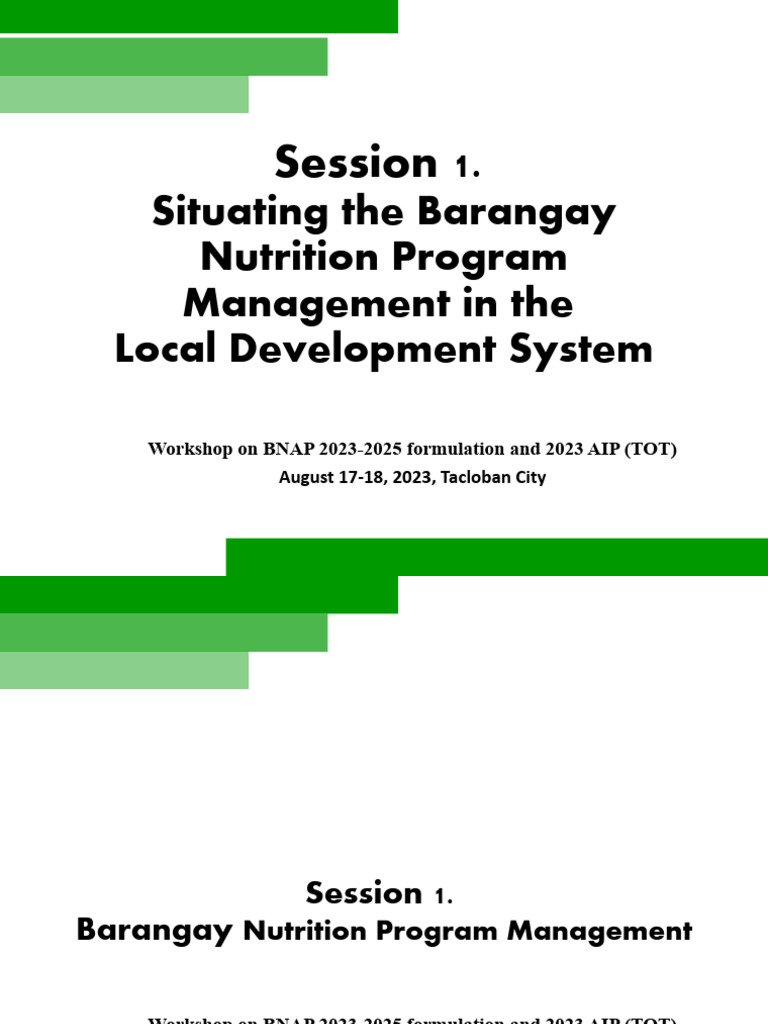 Session 1.1. Barangay Nutrition Program Management | PDF | Wellness