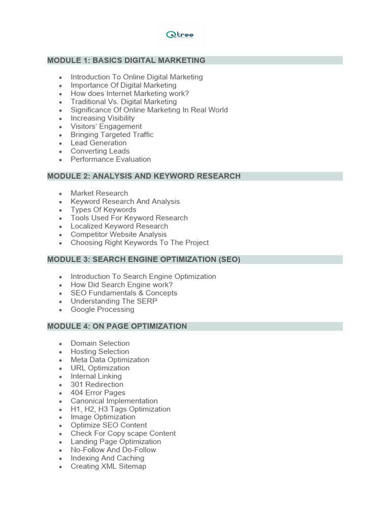 Digital Marketing Syllabus | PDF | Search Engine Optimization | Search ...