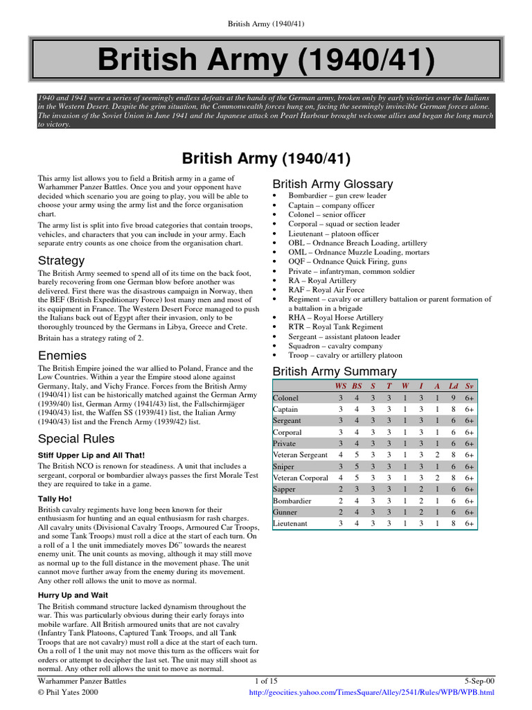 WPB - British Army - 1940-41 | PDF