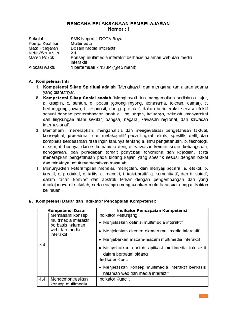 RPP KD.1 Amalia | PDF