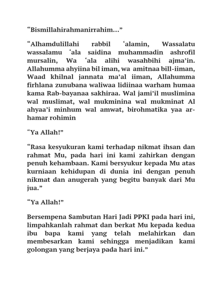 NEW Teks Doa Hari Jadi PPKI | PDF