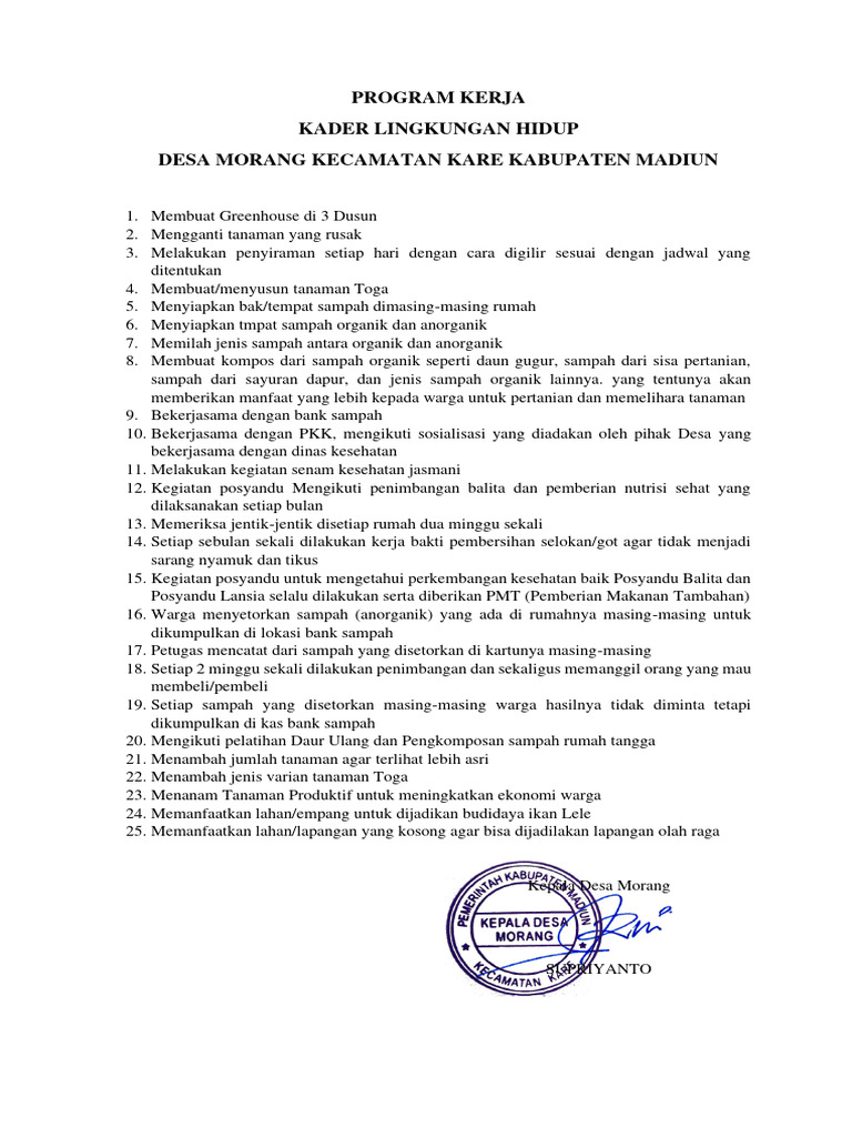 Program Lingkungan Desa Morang | PDF