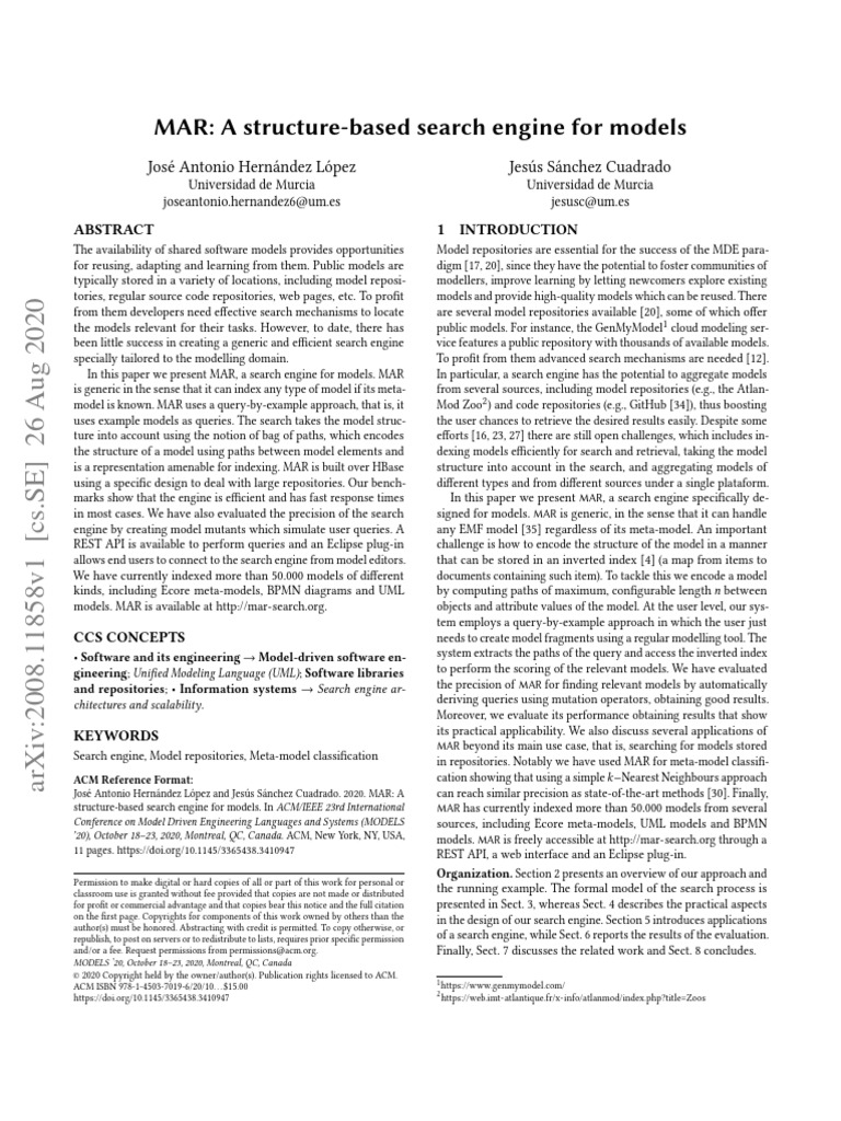 MAR A Structure Based Search Engine For Models | PDF | Computers