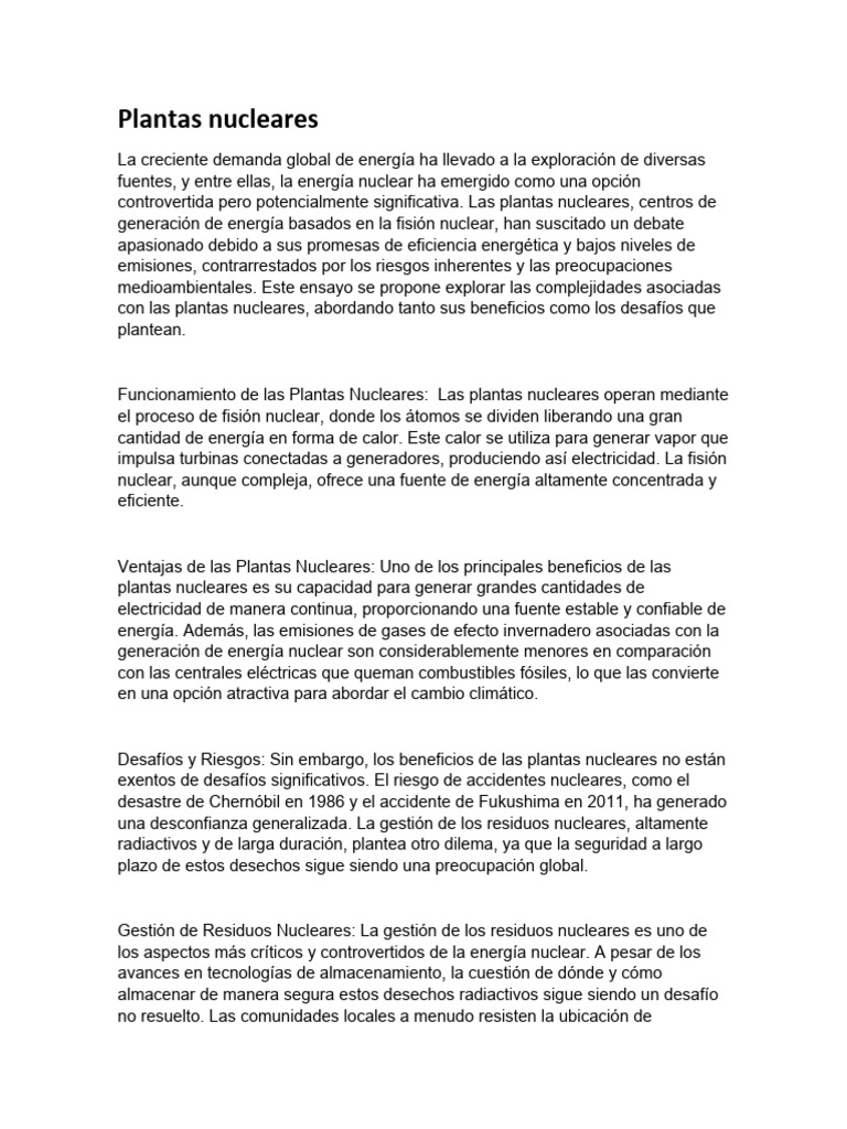 Plantas Nucleares | PDF | La energía nuclear | Planta de energía nuclear