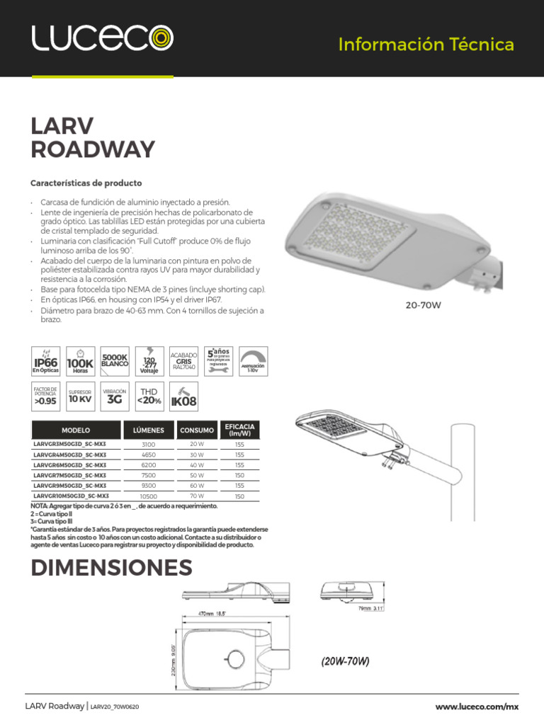 LARV-MX3 Roadway 20 - 70W | PDF
