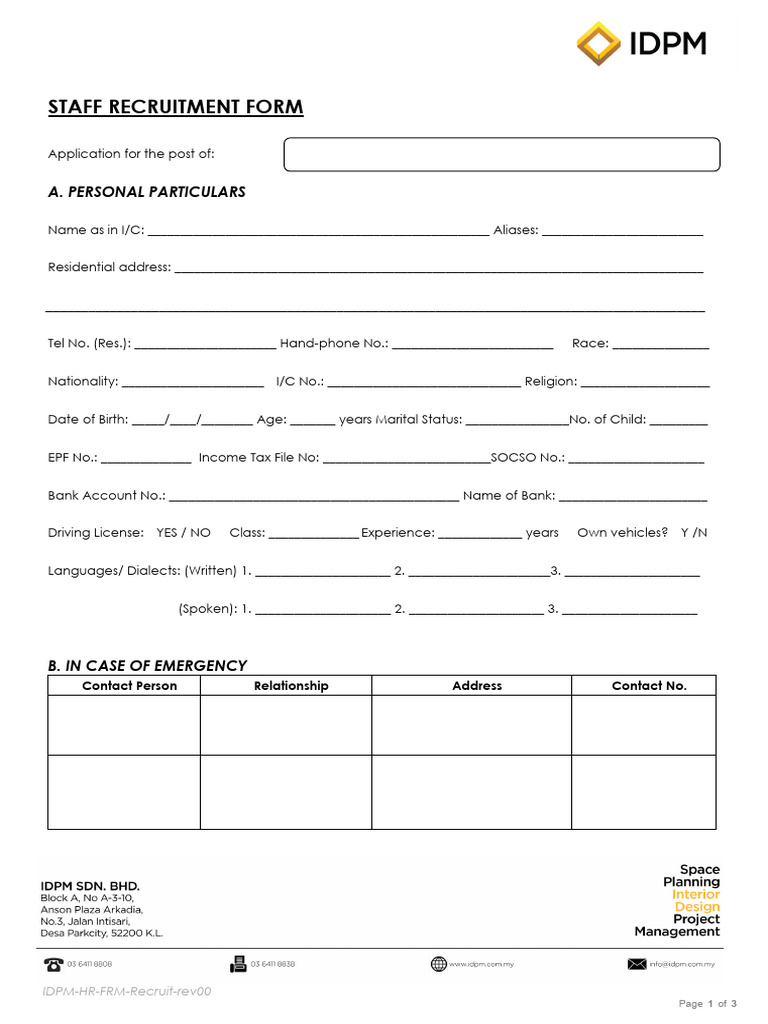Staff Recruitment Form | PDF | Economies Staff Recruitment Form | PDF | Economies