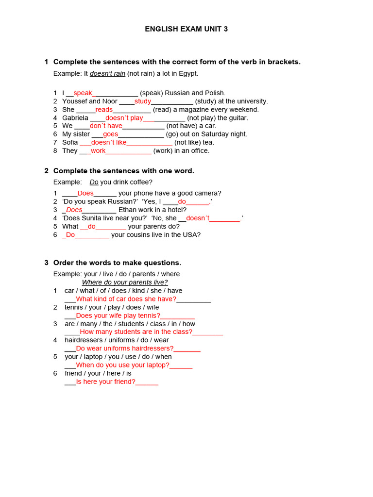 English Exam Unit 3 | PDF