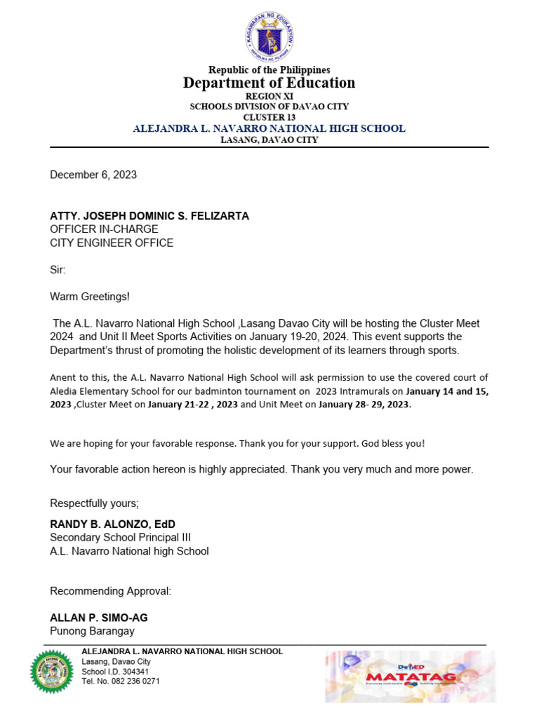 Cluster Meet Letters-Transpo | PDF | Philippines | Government